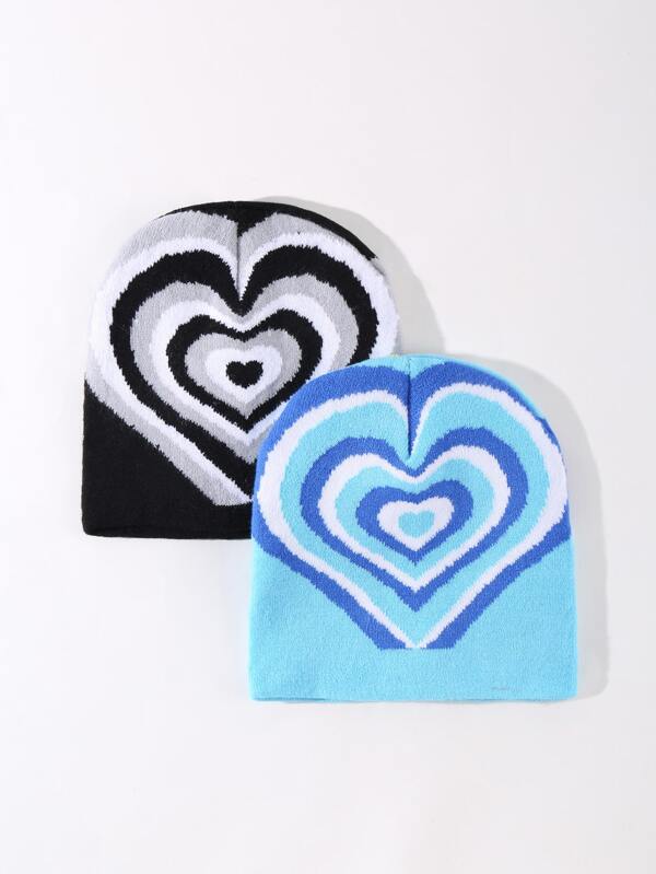 2 PCS Y2K Hat Elastic Foldable Women Trend Knit Hat Warm graphic ...