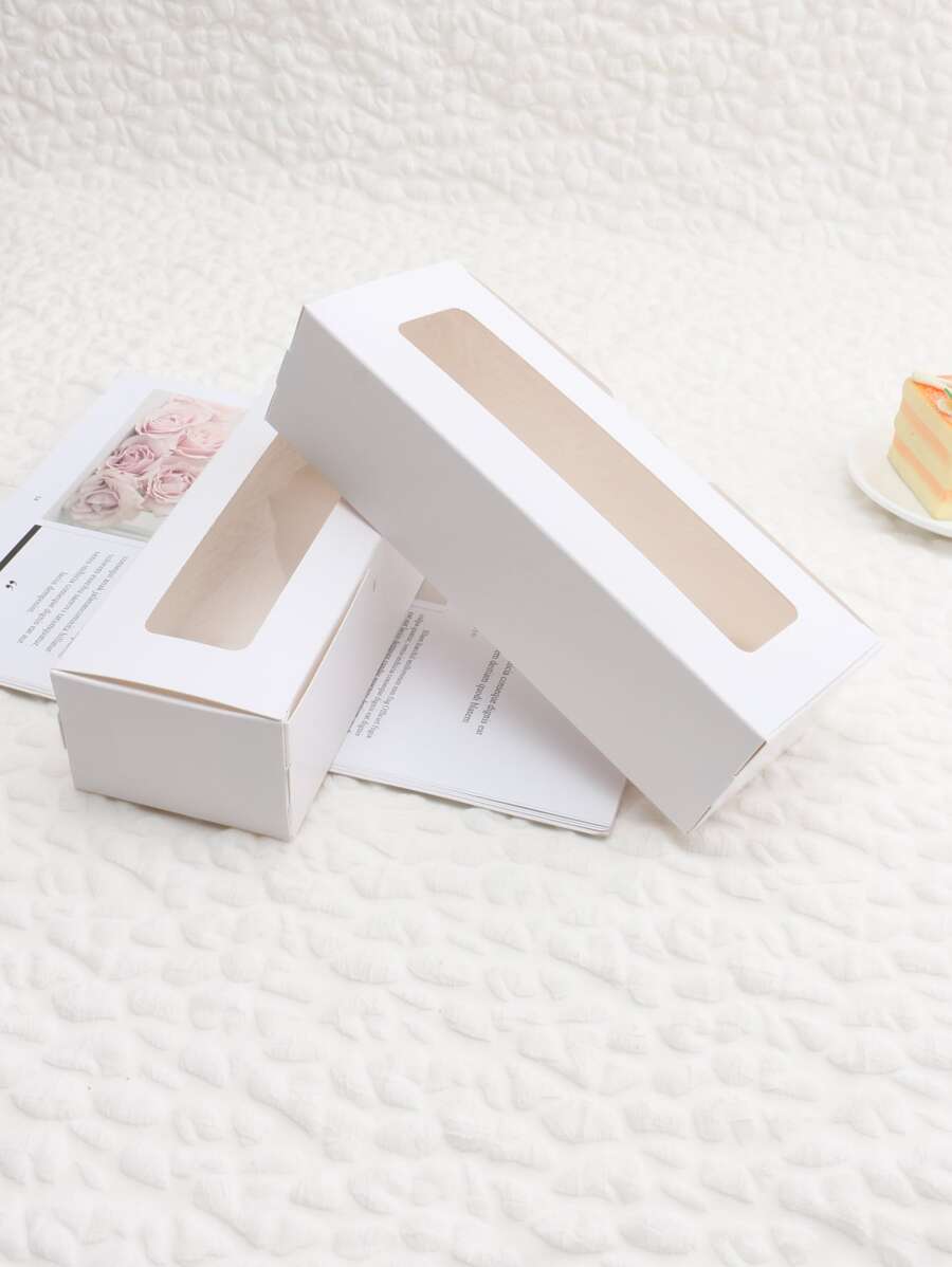 5pcs Long Rectangle Shaped Windowed Box For Egg Yolk Pastry, Snowflake ...