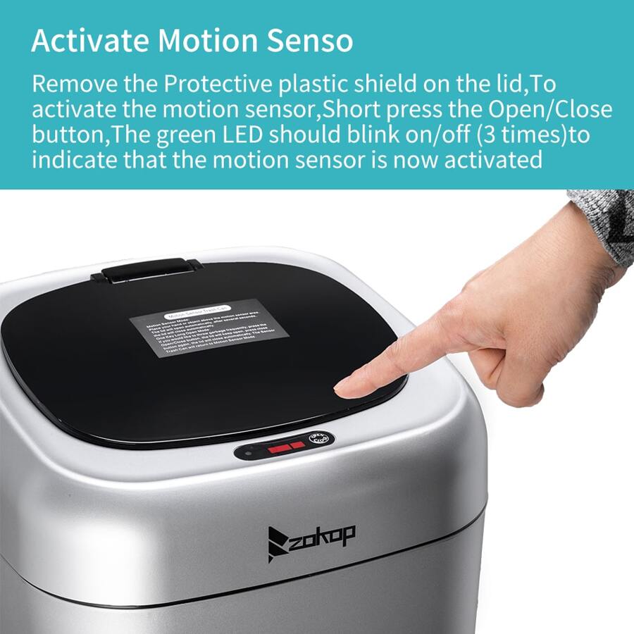 Kitchen Trash Can with Touch-Free & Motion Sensor, 35L Smart Motion ...