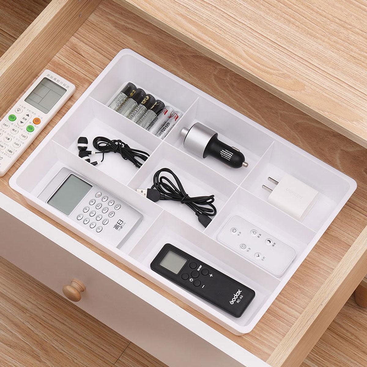 Plastic 4 Compartment Tabletop Organizer Box, Stackable For Cosmetics ...