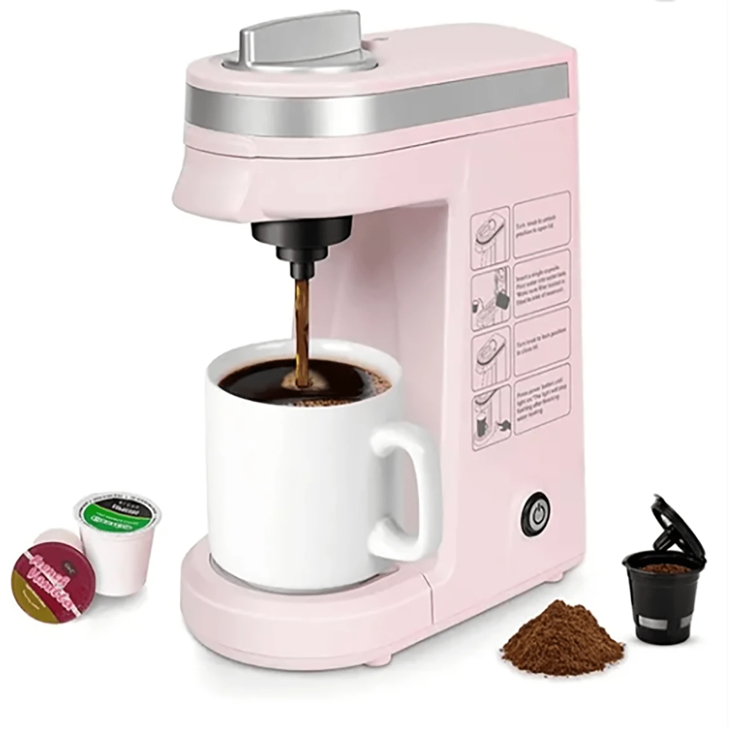 Single Serve Coffee Maker Brewer, Personal Coffee Maker, One Button ...