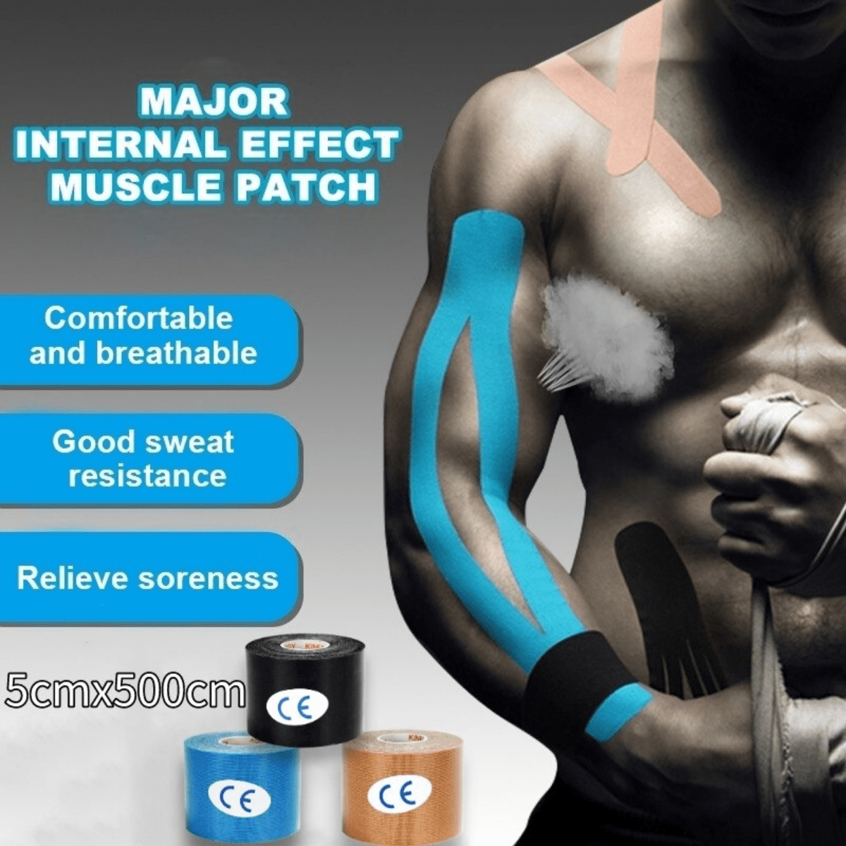 músculo con parche deportivo Vendaje atleta rehabilitación cinta dolor ...