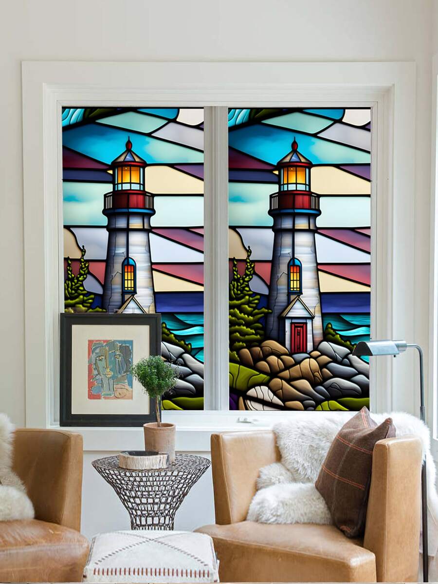Colorful Lighthouse Electrostatic Glass Sticker | SHEIN USA