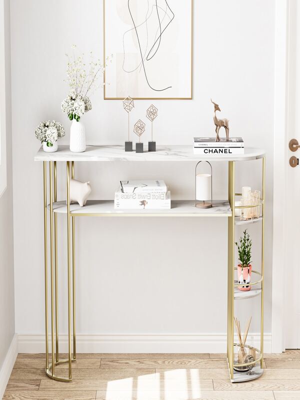 Console Table, Sofa Tables Gold Narrow Entryway Table with Drawer and ...