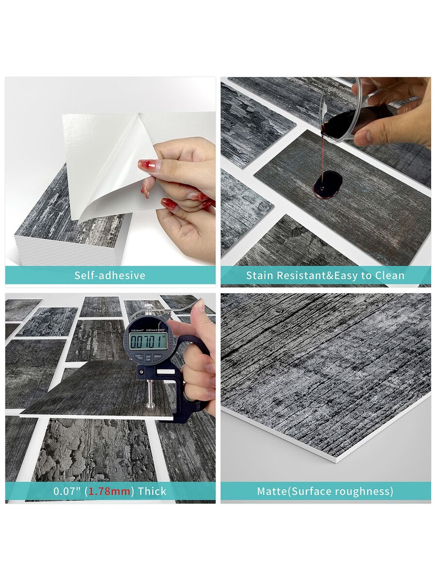 16pcs/set 4*8inch Thick Retro Wood Grain Peel And Stick Wall Tiles ...