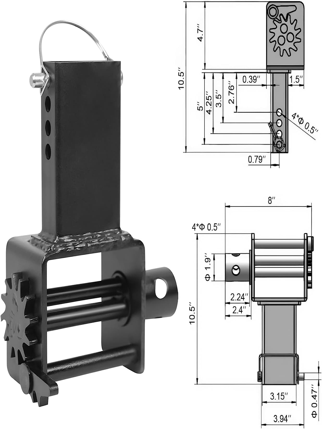 2 Pack Trailer Stake Pocket Winch, Heavy Duty Stake Pocket D Ring for ...