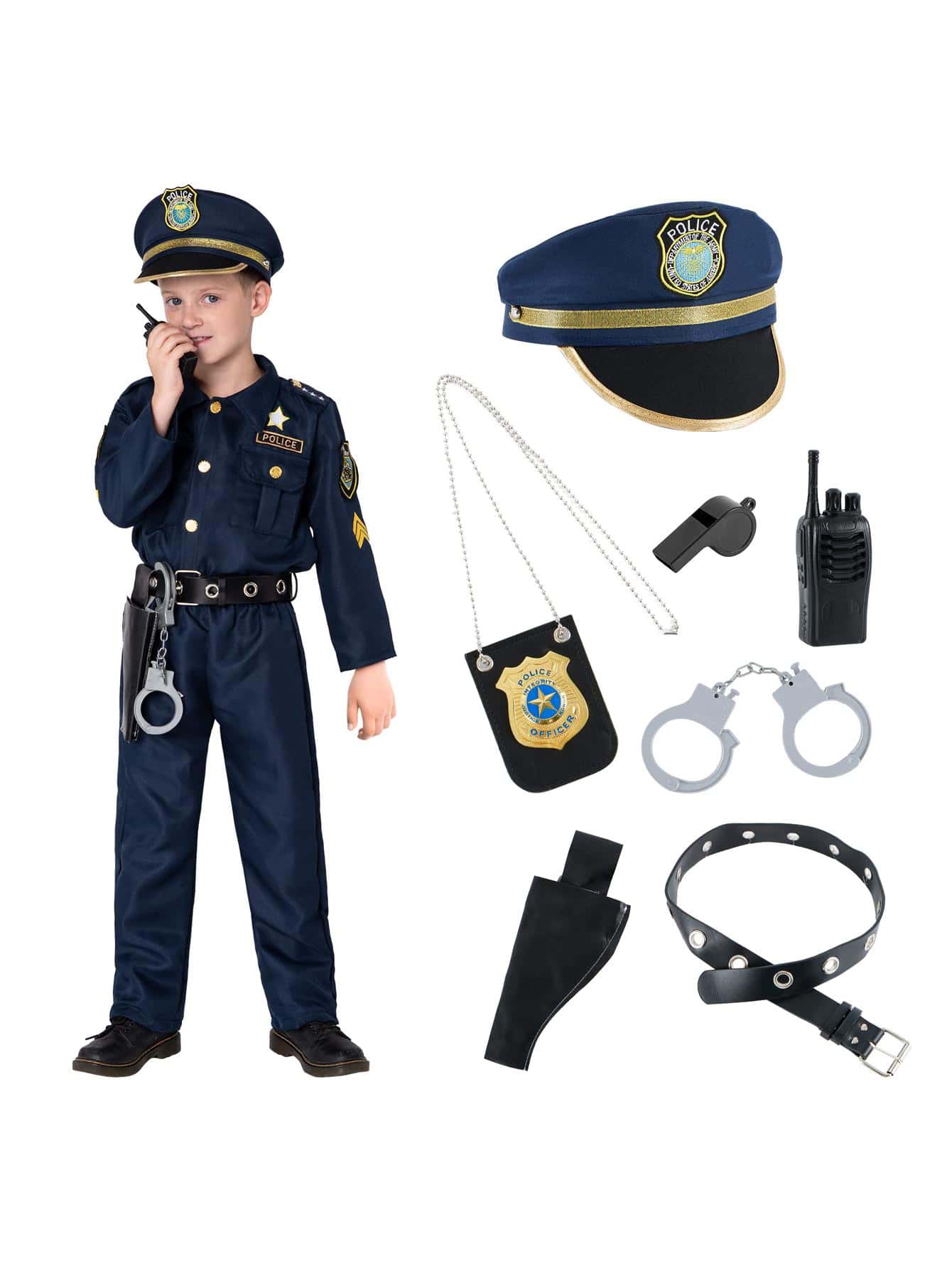 JOYIN Toy Deluxe Police Officer Costume and Role Play Kit for Kids ...
