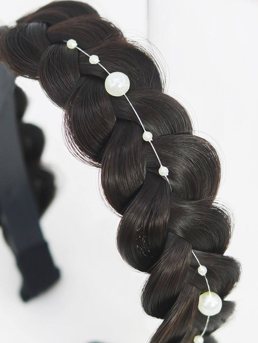 Elegant 1pc Women Faux Pearl & Wig Decor Fashionable Headband,For Daily ...