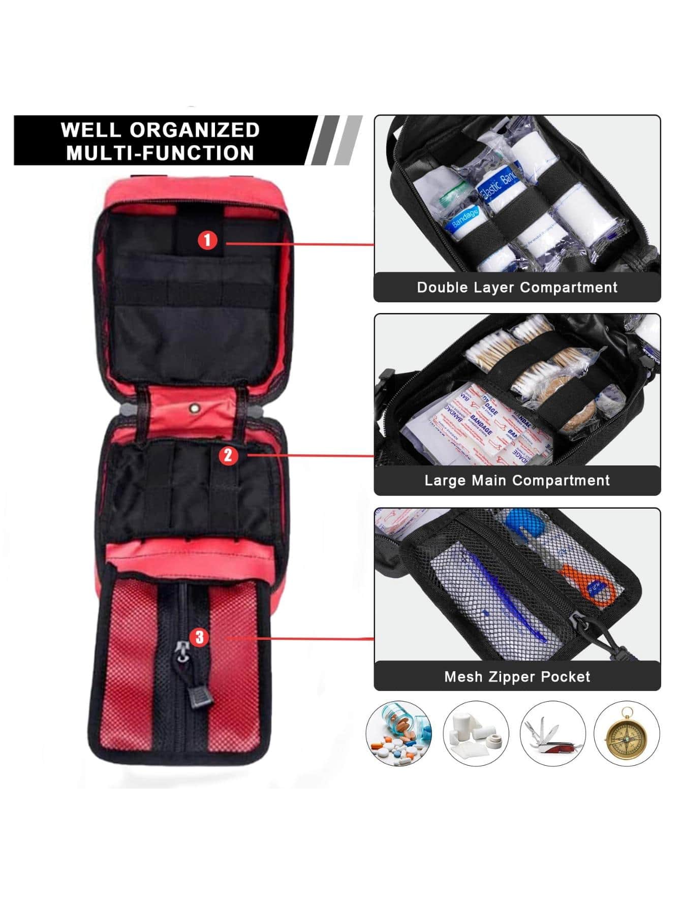 1pc Outdoor Emergency Kit, Empty Kit (Emergency Accessories Are Not ...