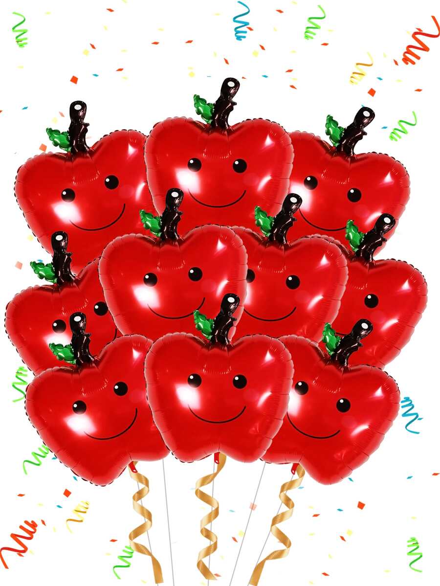 Mtrong Te 10Pcs Red Apple Foil Balloons Set for School Classroom ...