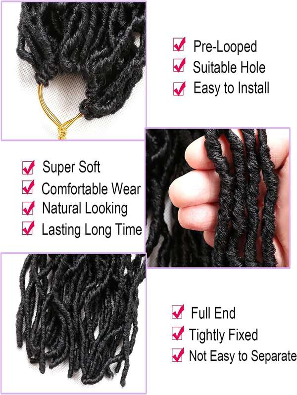 18 inch 1pc Black 1B# Faux Locs Crochet Hair Locs Crochet Hair Pre ...