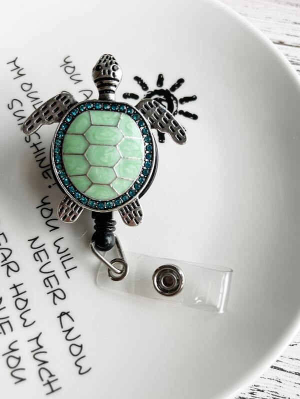 Retractable Rhinestone Sea Turtle Badge Reels Holders with Alligator ...
