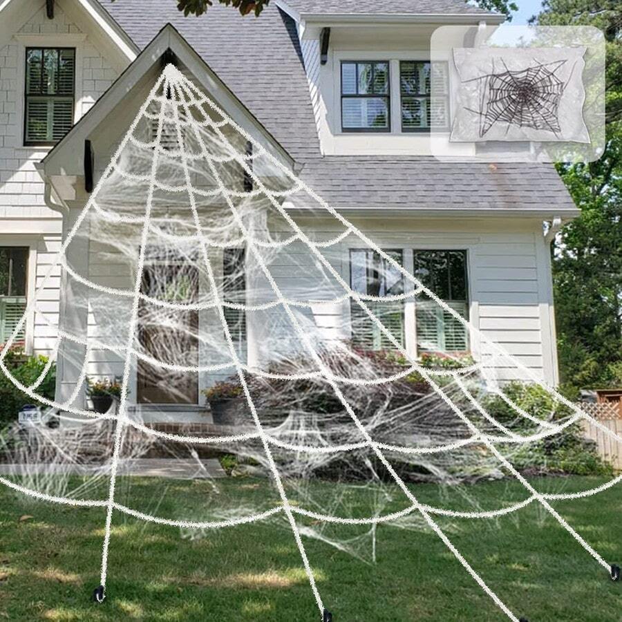 Halloween Decorations,1 Pack 16 Ft Giant Spider Web , Outdoor Yard ...