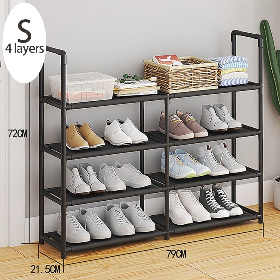 Four-layer double-row assembled device storage shoe rack home assembled ...