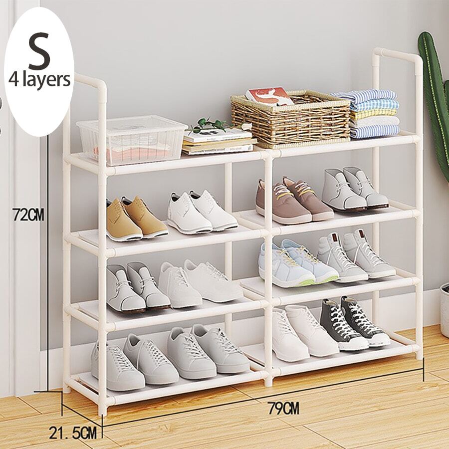 Four-layer double-row assembled device storage shoe rack home assembled ...