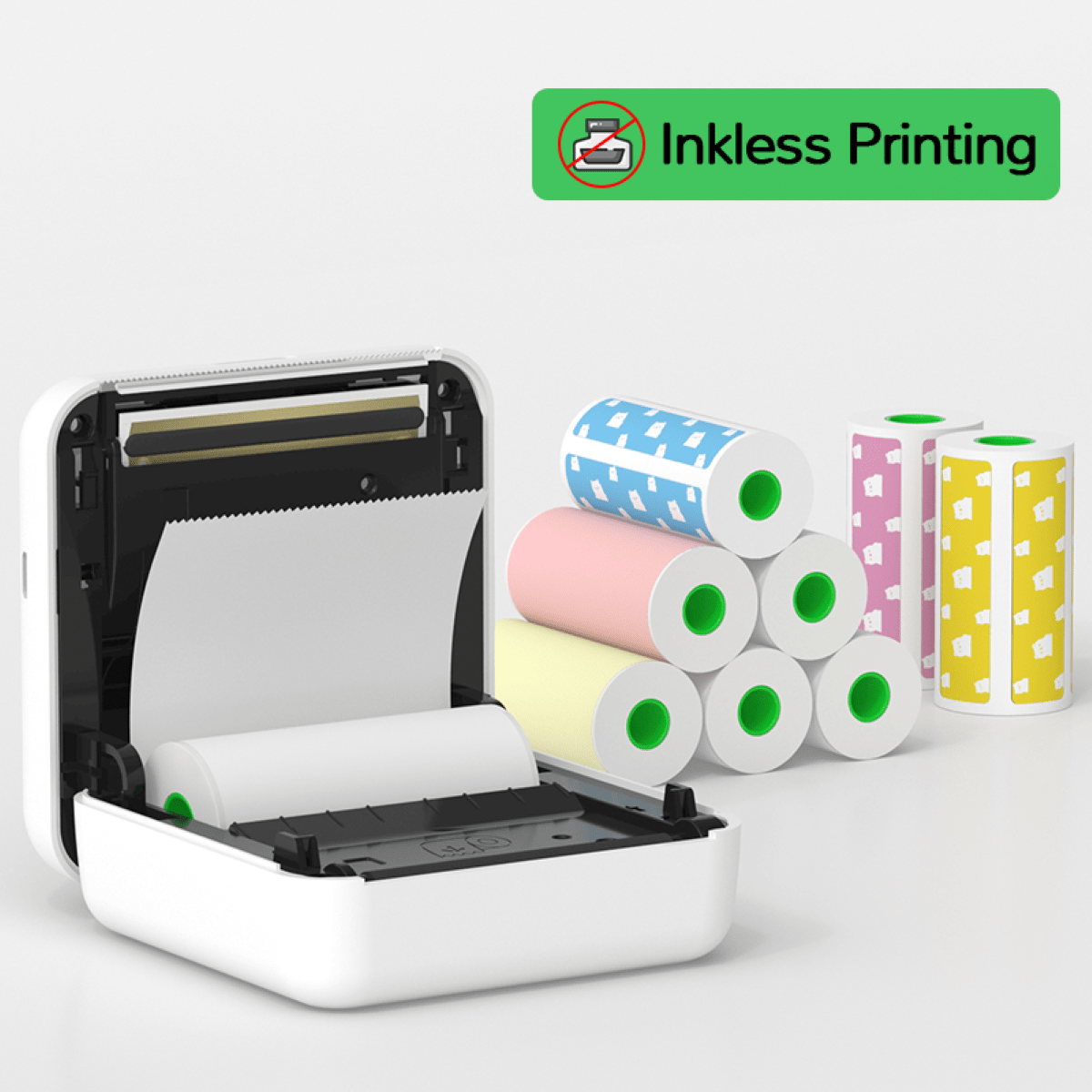 1pc Mini Wireless Portable Printer A6 Inkless Mobile Printer Compatible ...