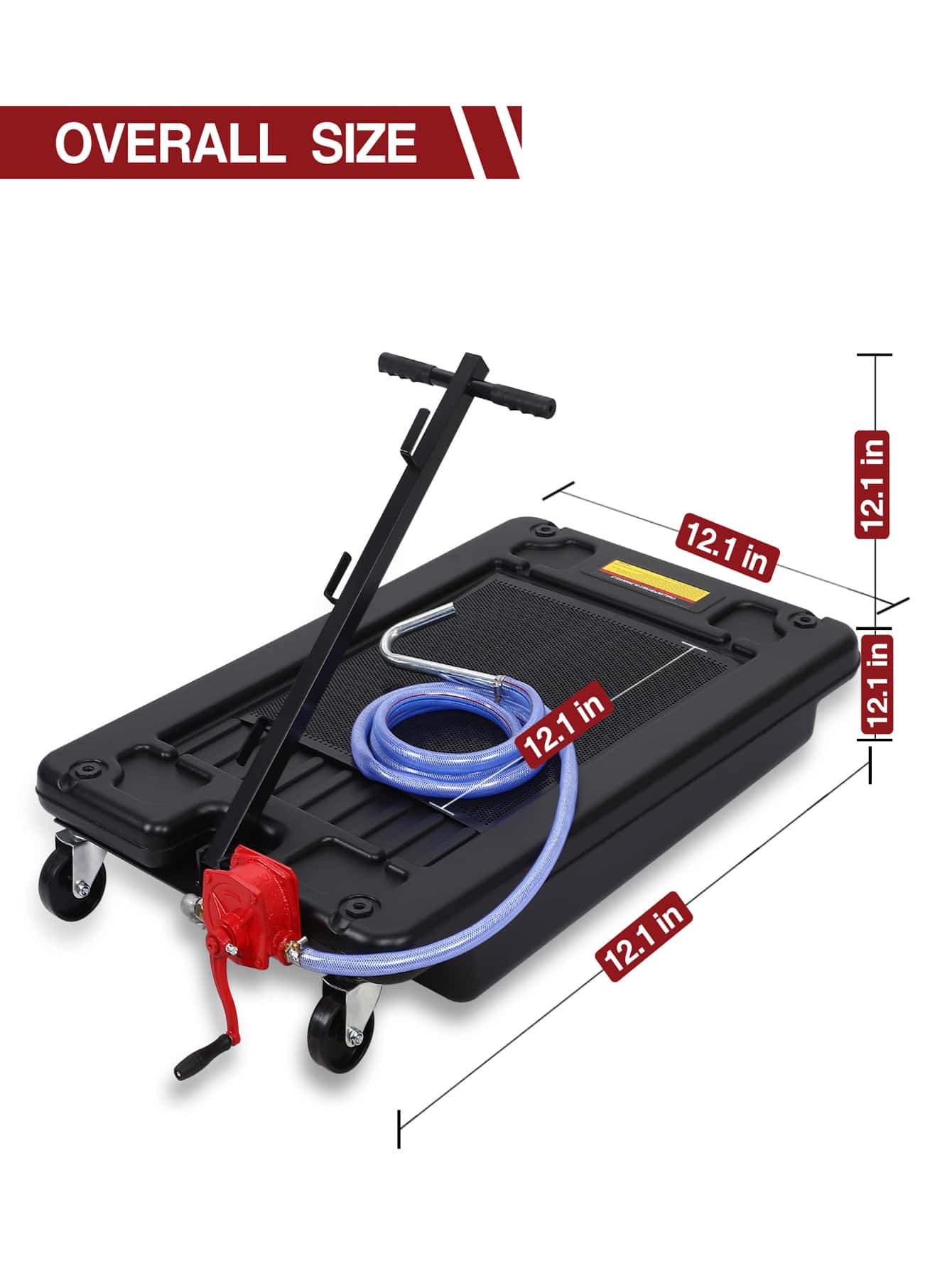 17 Gallon Oil Drain Pan with Pump & 8 Ft Hose, Low Profile & T Folding ...
