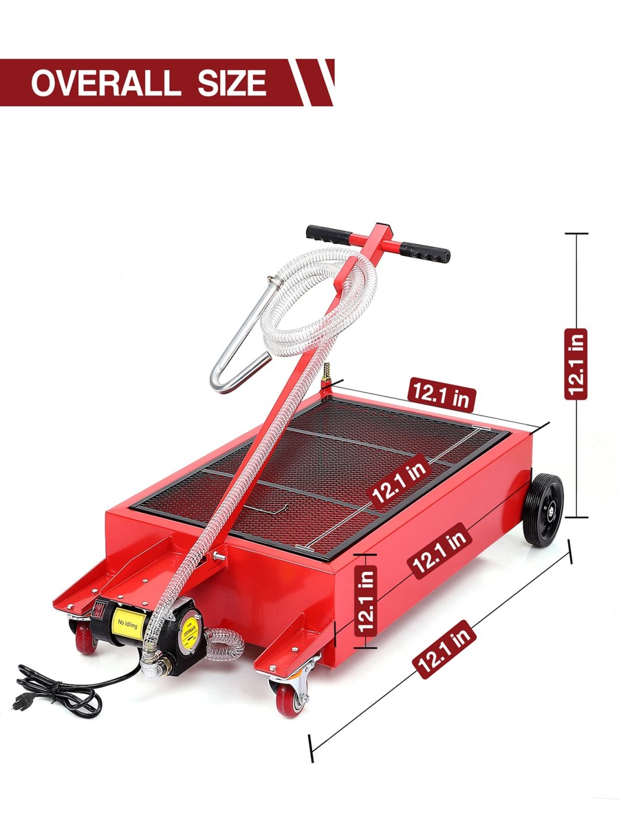 20 Gallon Electric Oil Drain Pan with 110V Pump & 8 Ft Hose, Low ...