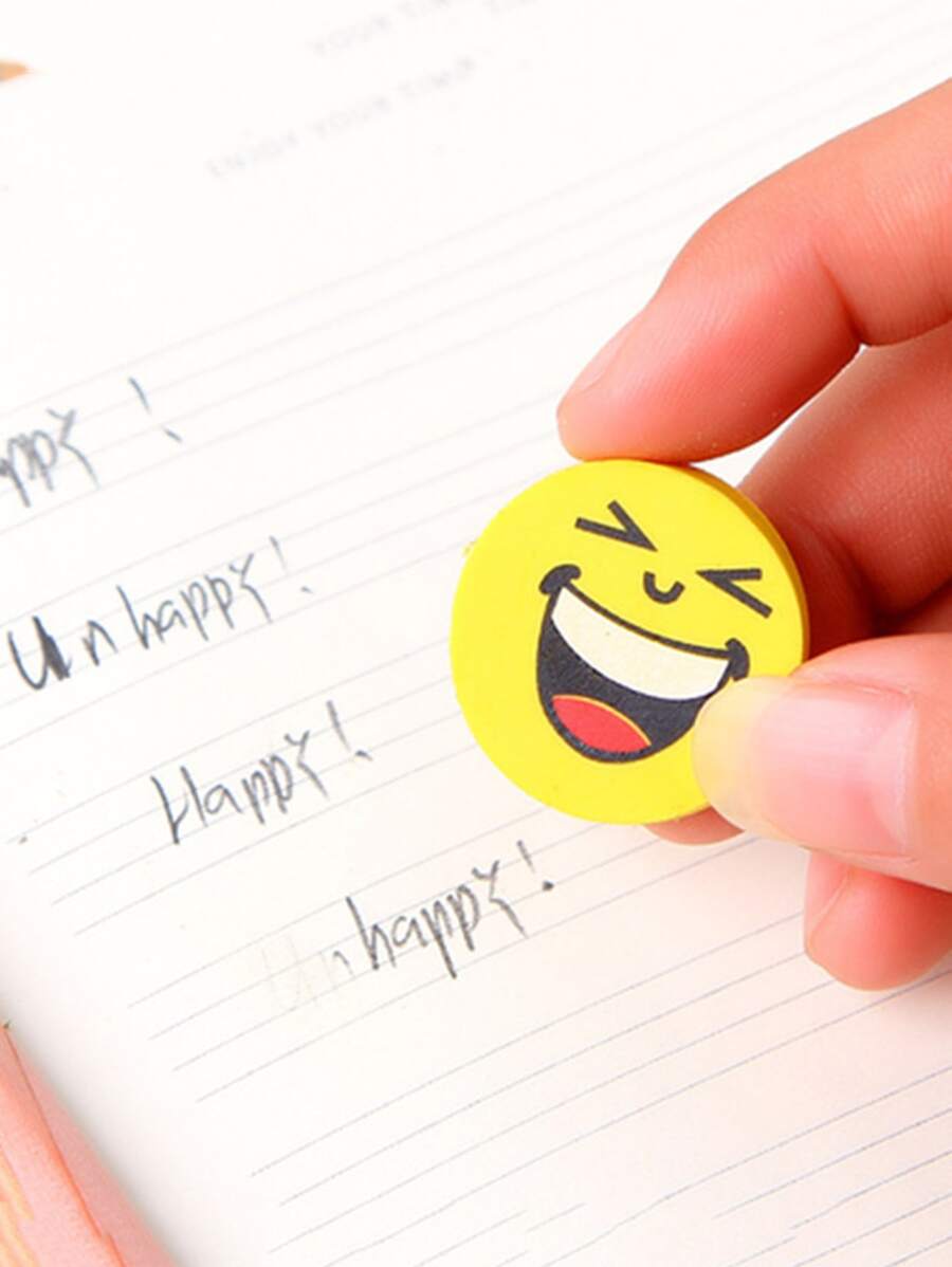 12pcs Smile Face TPR Erasers, Cute Creative Blue Pencil Erasers For ...