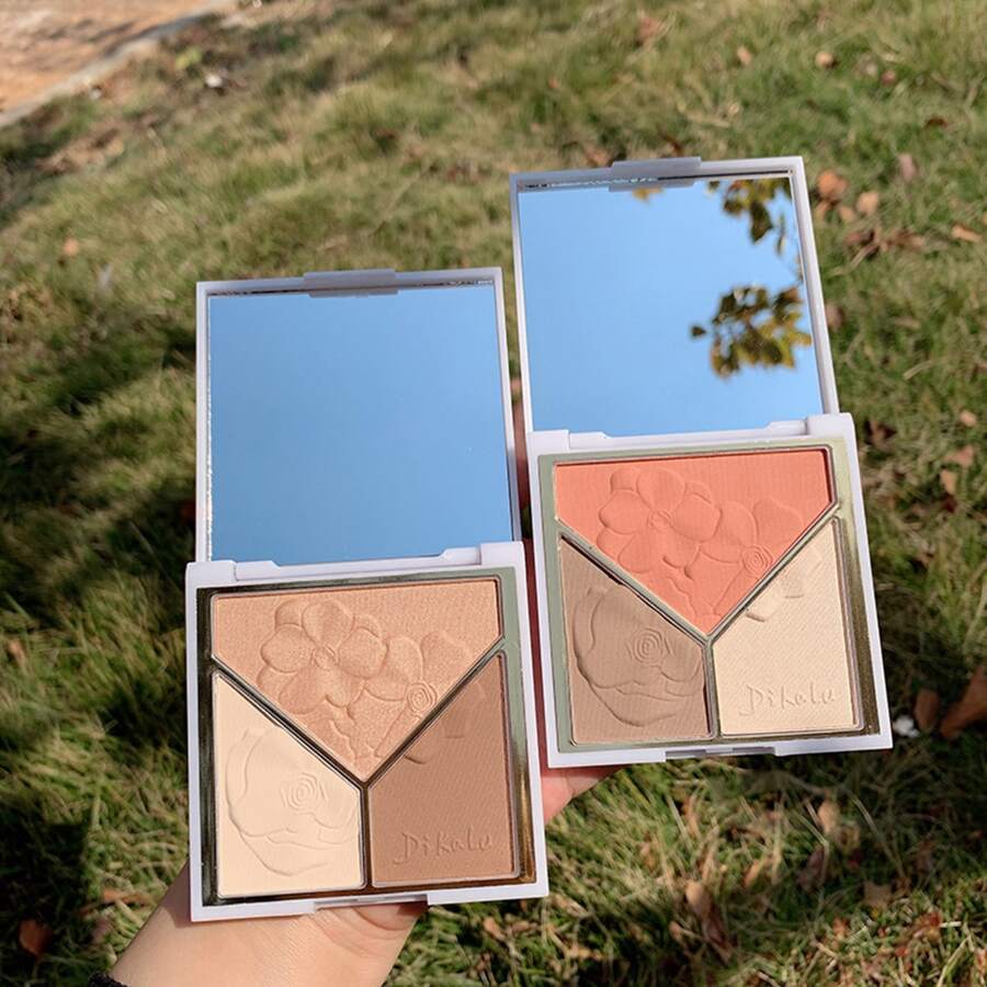3 Colors Contour Palette Highlighter, Blush, Bronzer, Shading, Matte ...