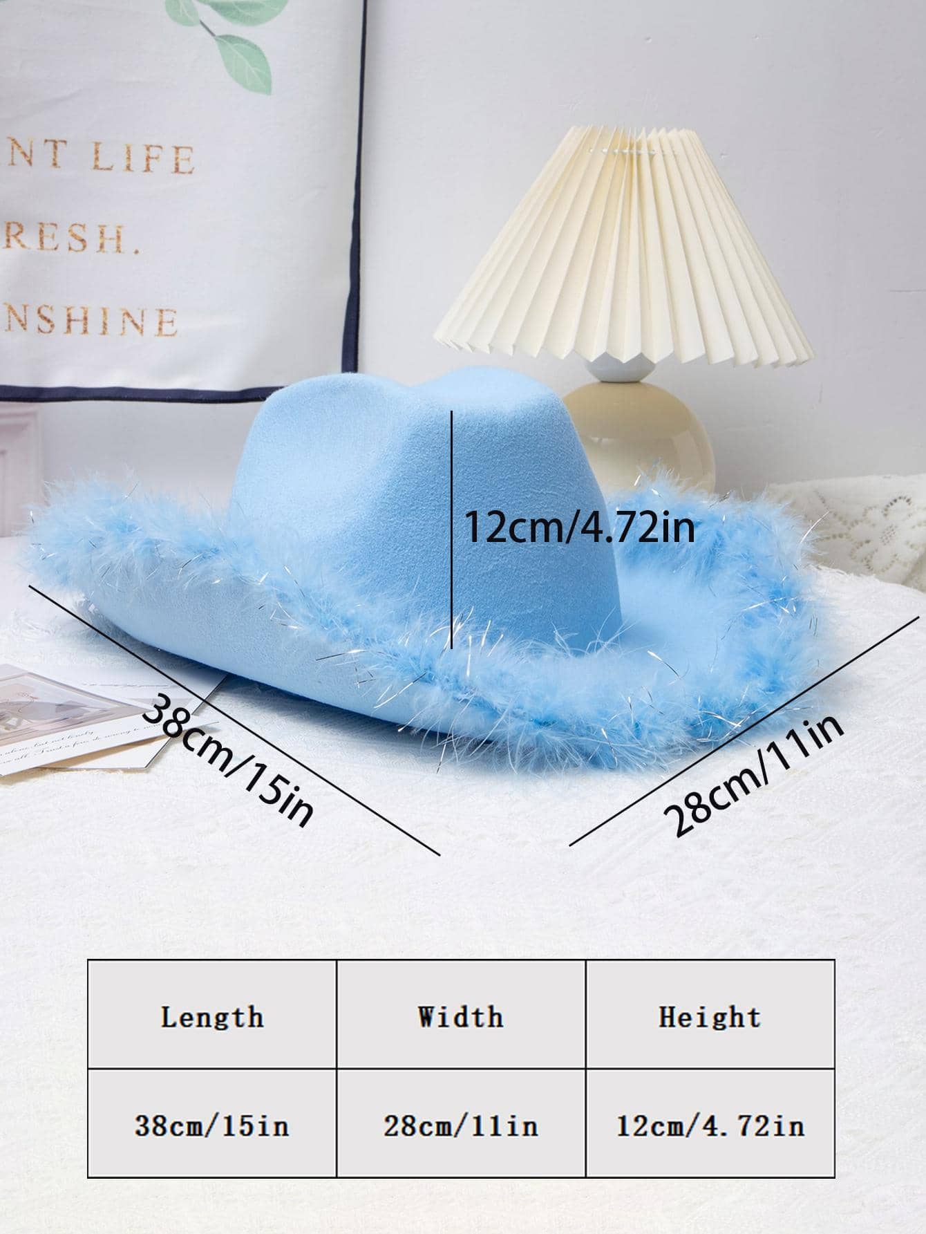 Fuzzy Cowboy Hat Trim Fedora Hat | SHEIN