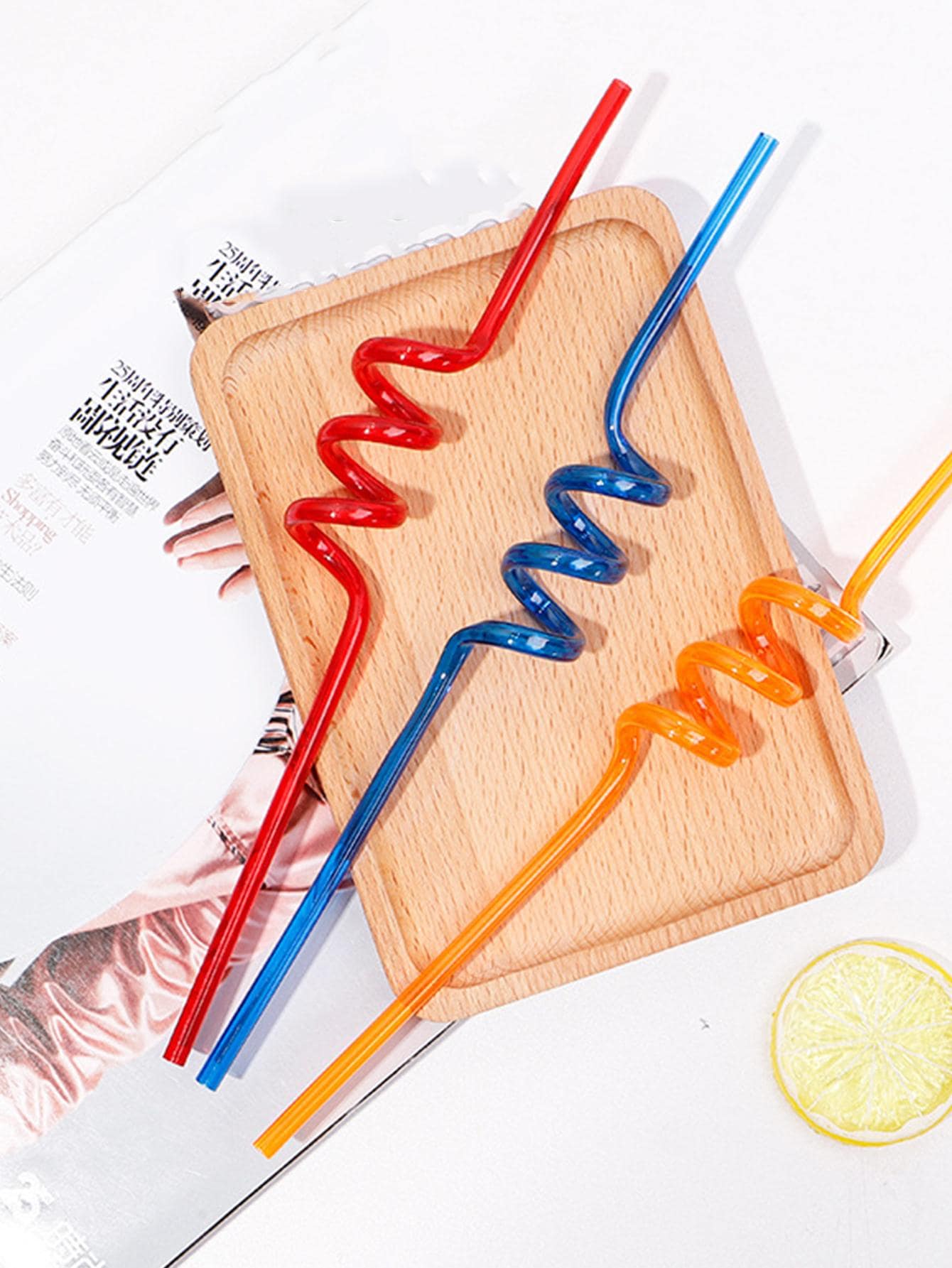 6pcs Reusable Random Color Twisty Hard Straw For Crazy Party | SHEIN