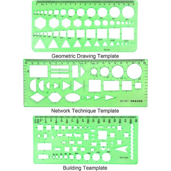 11pc Geometric Drawings Templates, Drafting Stencils Measuring Tools ...