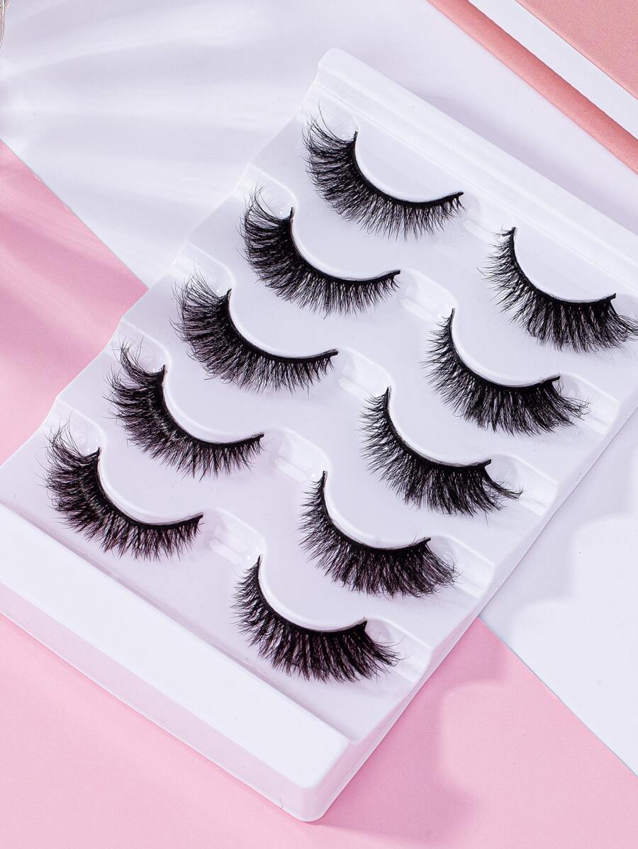 5 Pairs Cat Eyes False Eyelashes , Fluffy Faux Mink Eyelashes , 8D ...