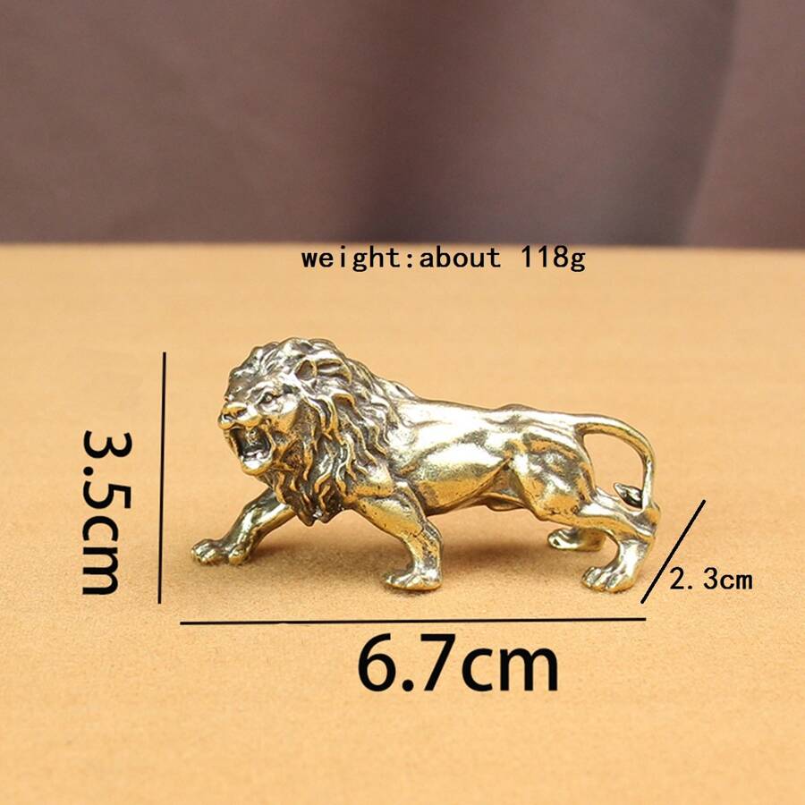 1pc Antique Bronze Male Lion King Statue Small Ornaments Solid Copper ...