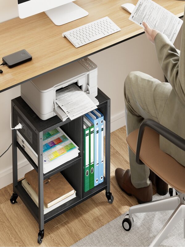 Printer Stand with Charging Station, Home Office Desktop Printer Stand ...