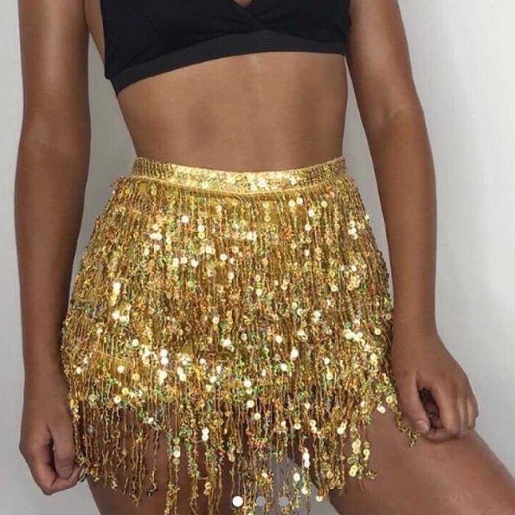 Victray Women Belly Dance Hip Skirt Sparkly Skirt Fringe Hip Scarf ...