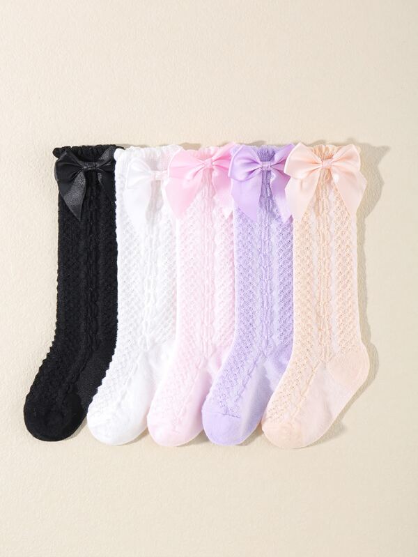 Five Pairs Baby Bow Knee Socks Princess Socks Gift Socks | SHEIN USA