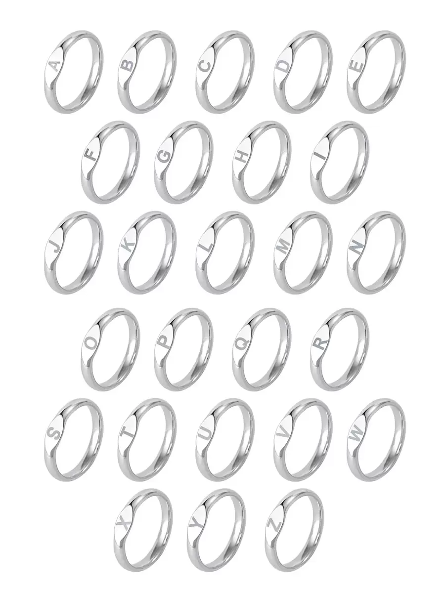 1PC 26 initials ring women's silver thin stacking suitable for teenage ...
