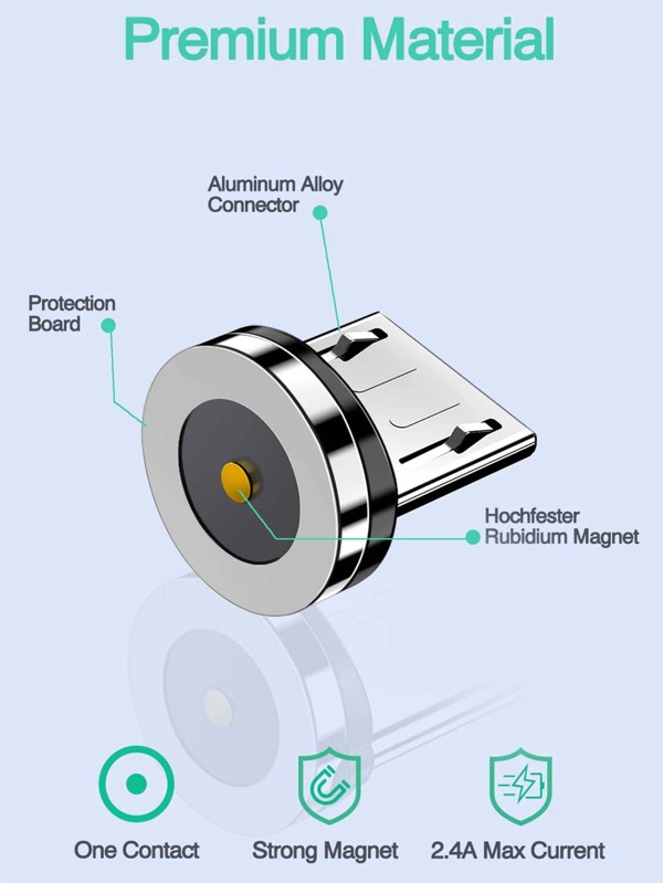 Micro USB Magnetic Plug Connector Universal for Round One Point ...