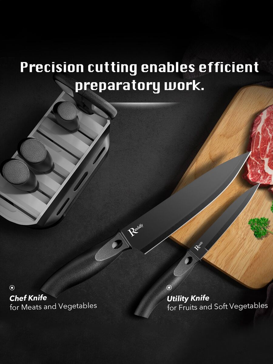 Knife Set With Knife Block Set, 7-Piece Chef's Knife Set With Knife ...