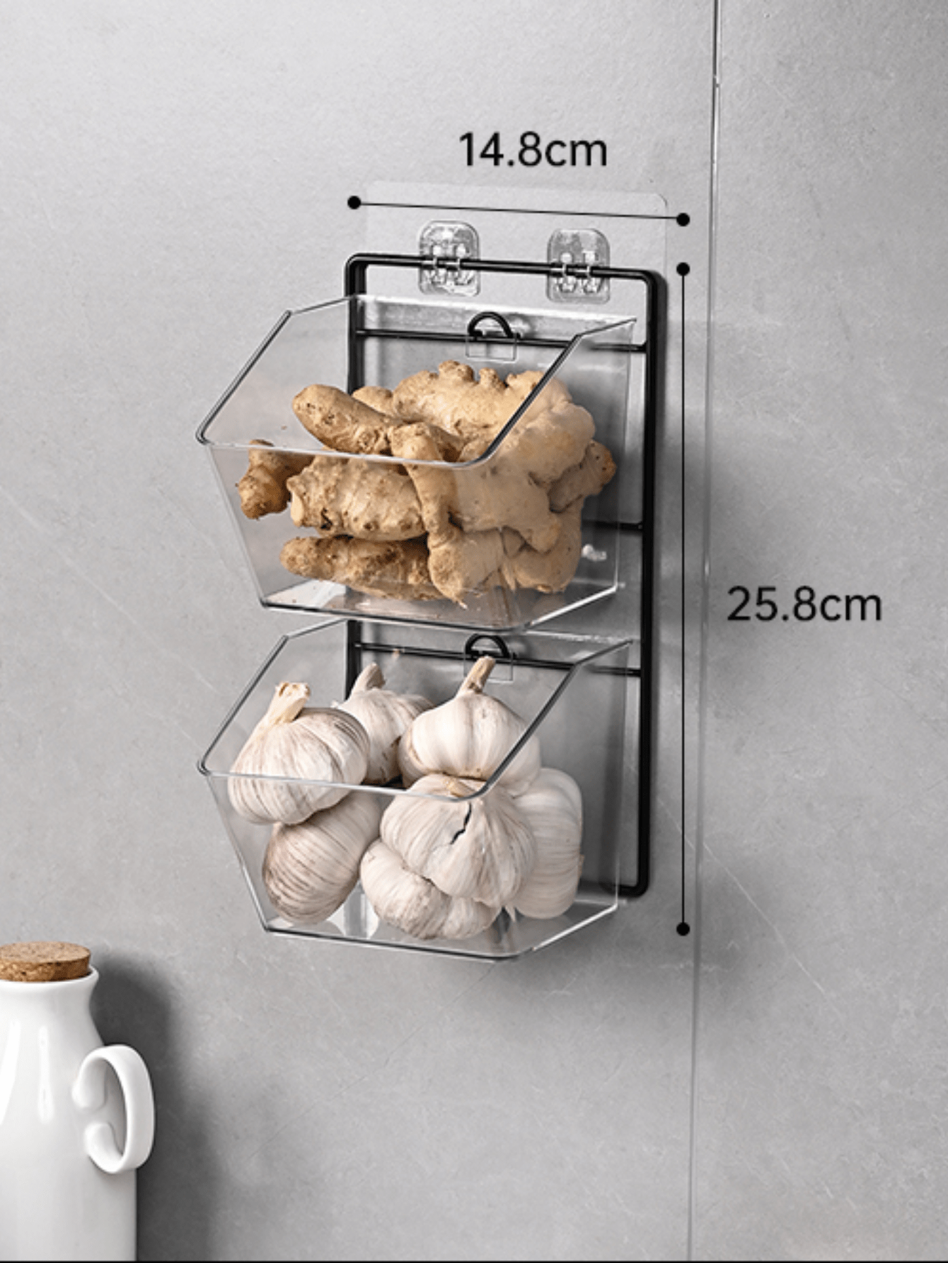 Vertical Wall-mounted Organizer For Kitchen, Garlic & Ginger, With No ...
