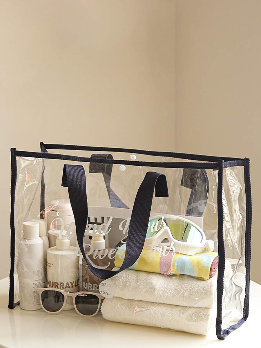 Waterproof Trendy Letter Printed Fashionable Transparent PVC Tote Bag ...