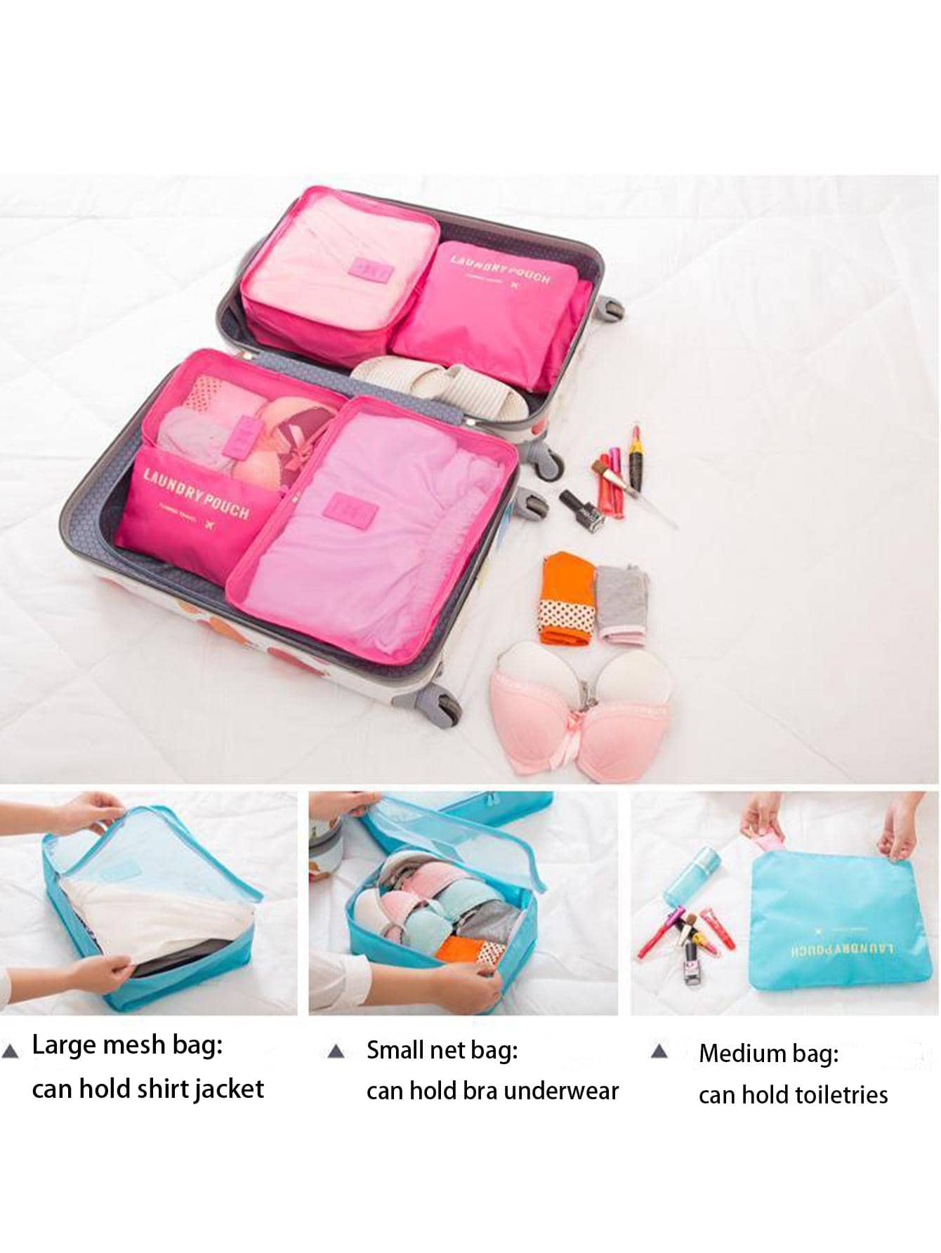 6pcs Letter Print Luggage Storage Bag Clothes Storage Bag,Travel ...
