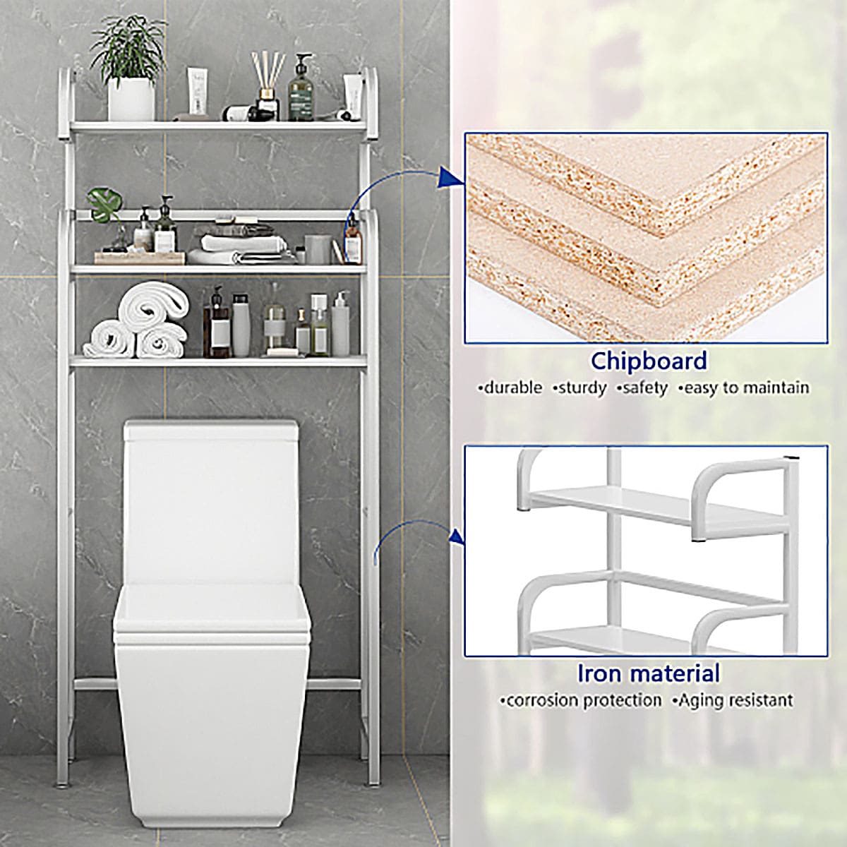 Over The Toilet Storage Shelf, Bathroom Shelves Over Toilet Organizer ...