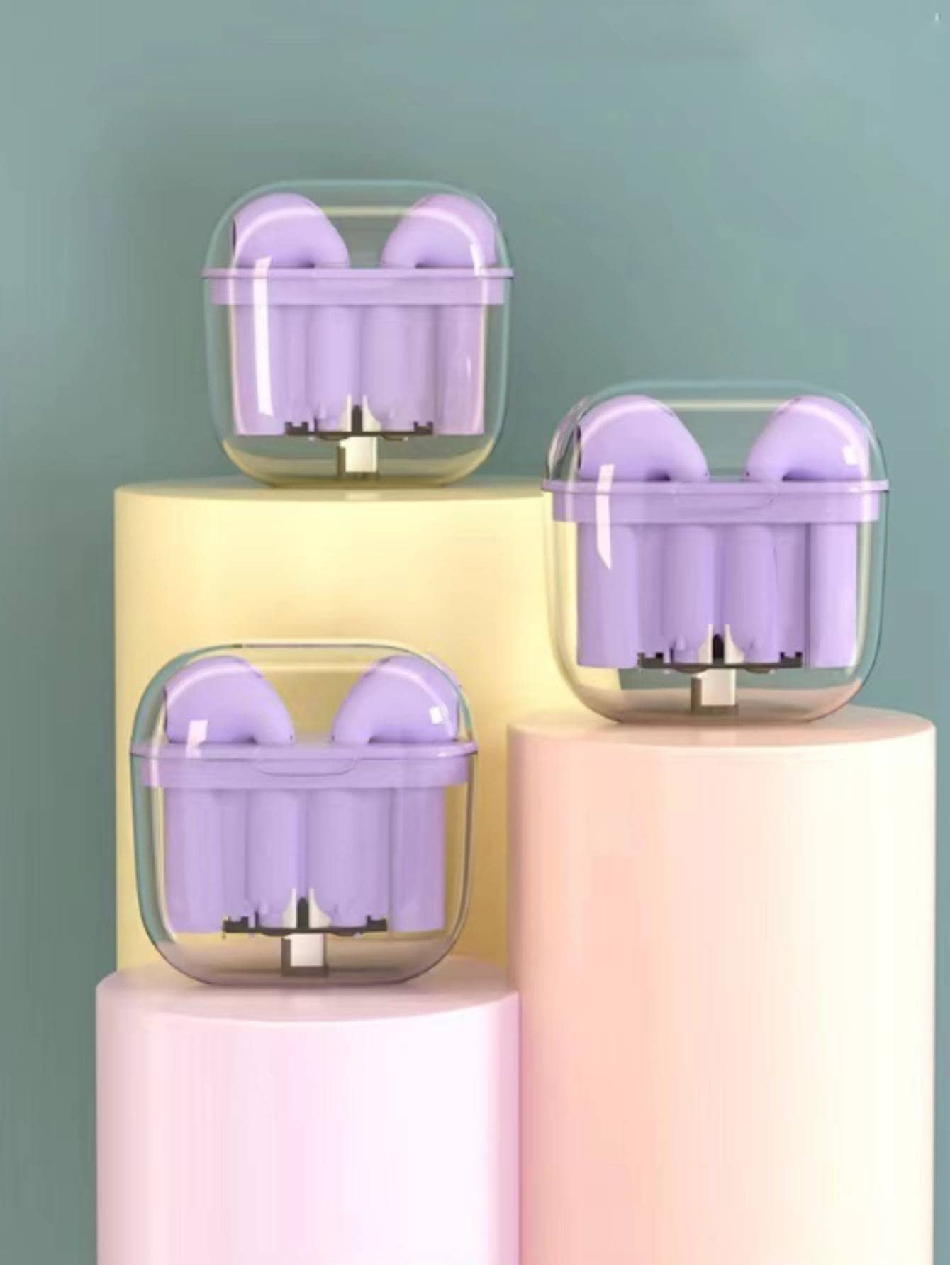 Wireless Earbuds Purple v5.3 with Microphone for Working Out Noise ...