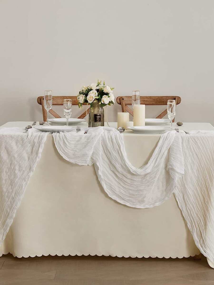1PC White Cheesecloth Table Runner ,Boho Gauze Cheese Cloth Table ...