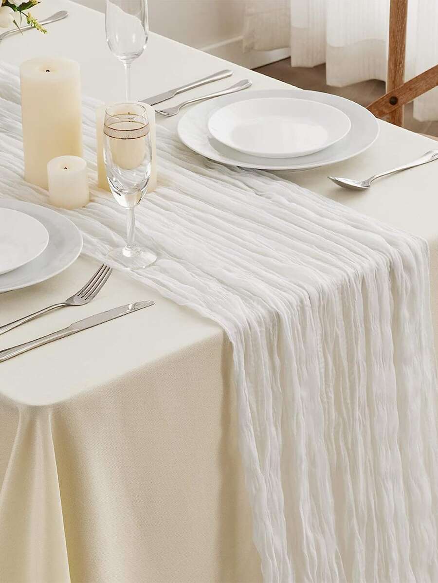 1PC White Cheesecloth Table Runner ,Boho Gauze Cheese Cloth Table ...