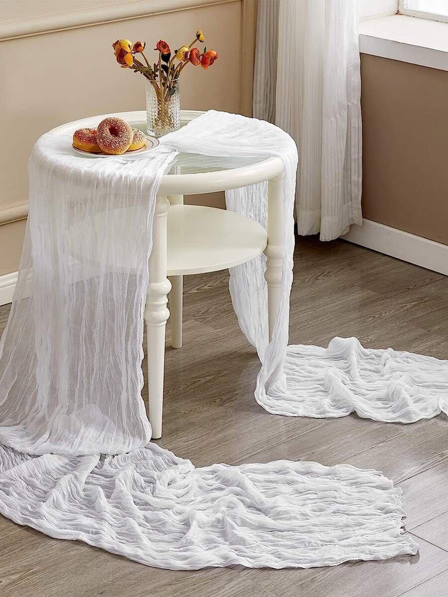1PC White Cheesecloth Table Runner ,Boho Gauze Cheese Cloth Table ...