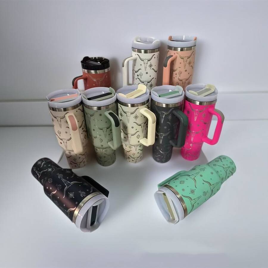 Engraved 40oz Tumbler with Handle and Straw Stainless Steel Mug Cup ...