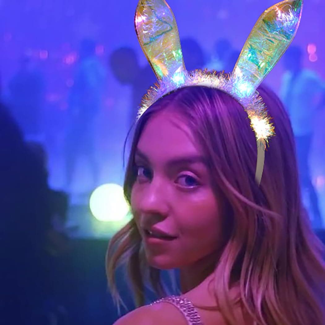 Light Up Bunny Ears Headband Flashing Rabbit Ears Hair Band Glowing Laser Hair Hoop Nightclub