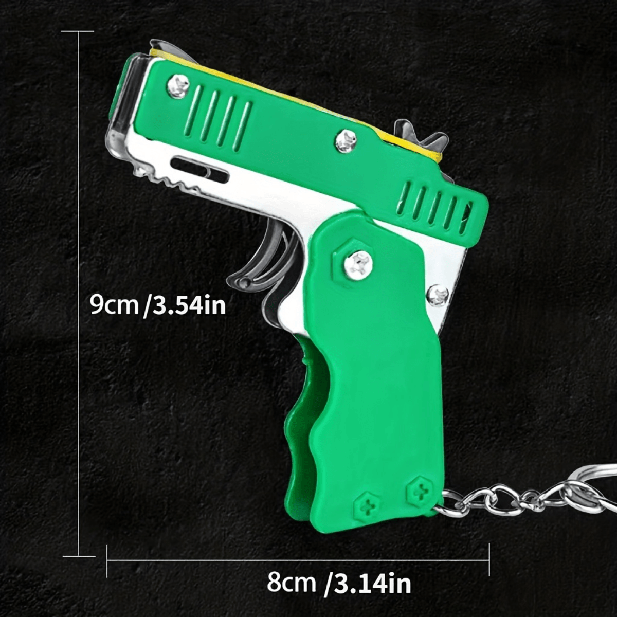Metal Burst Rubber Band Toy - Mini Folding Launcher Toy With Keychain ...