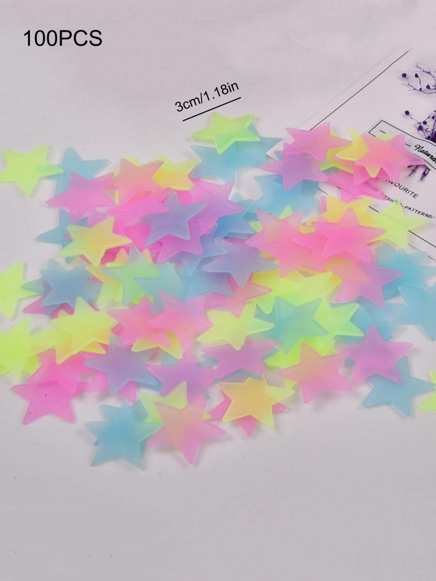100pcs/pack 3d Luminous Star Stickers, Plastic Self-adhesive Glowing ...