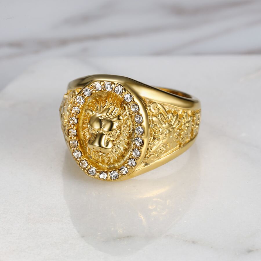 Stainless Rings For Men Women Solid Polished Biker Mens Rings Gold ...