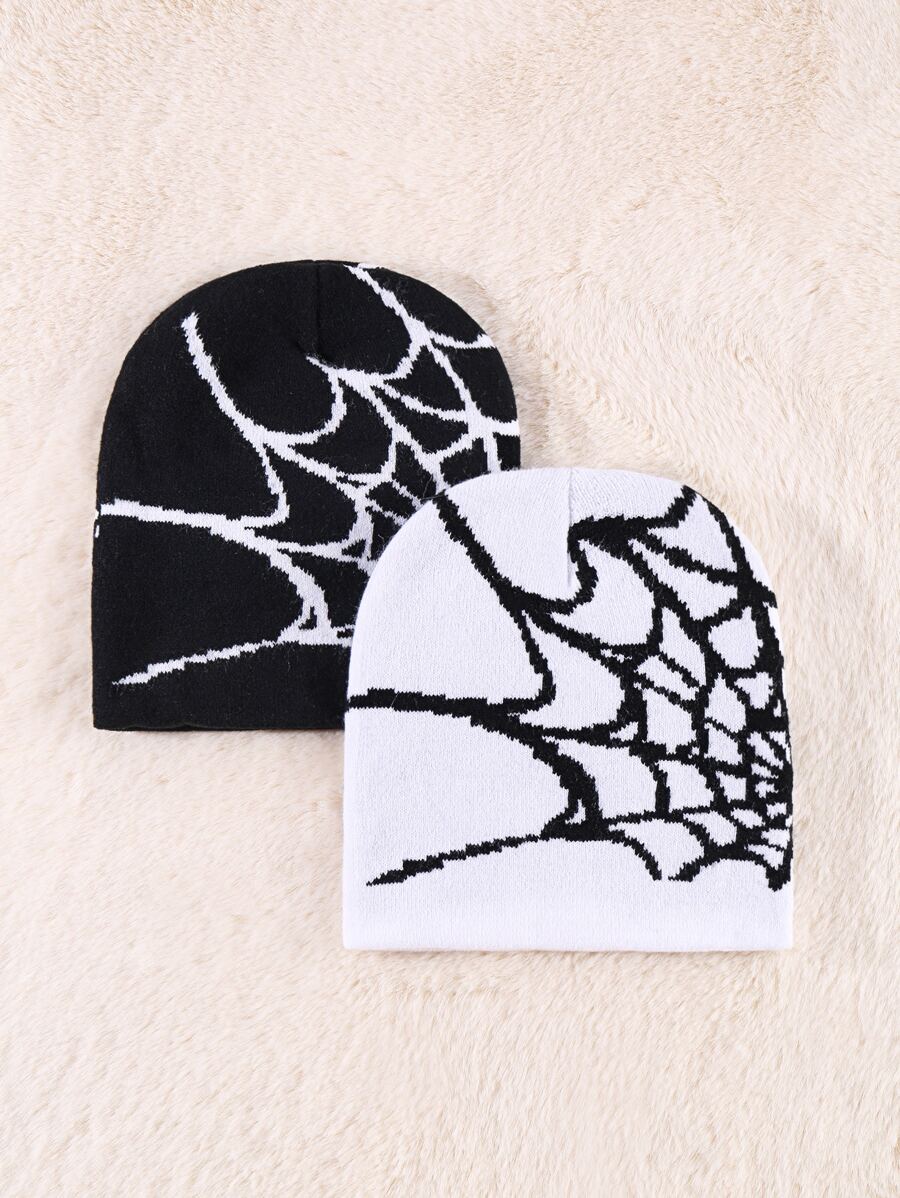 2 PCS Y2K Hat Elastic Foldable Women Trend Knit Hat Warm Graphic ...