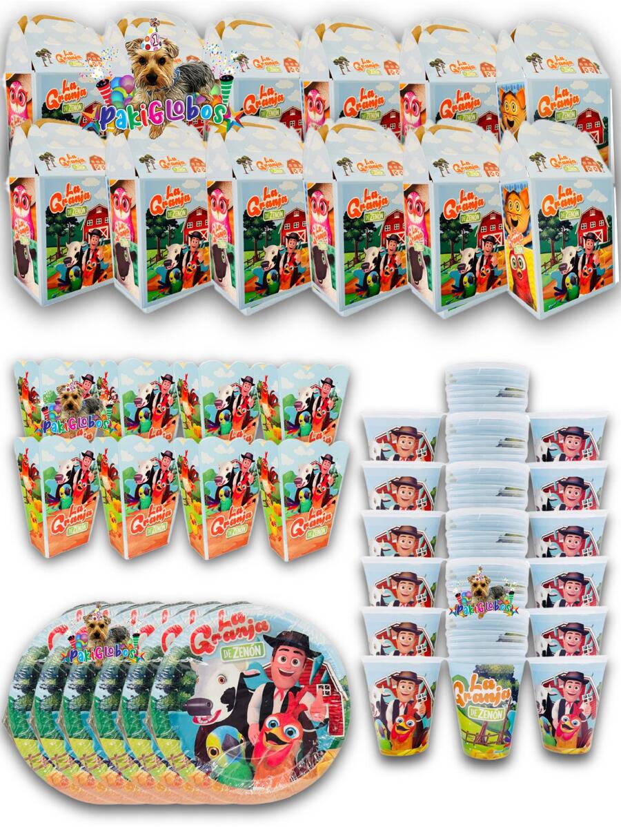Party Kit 30 Character Guests Farm Cow Horse Hen Disposable 120 Pcs ...